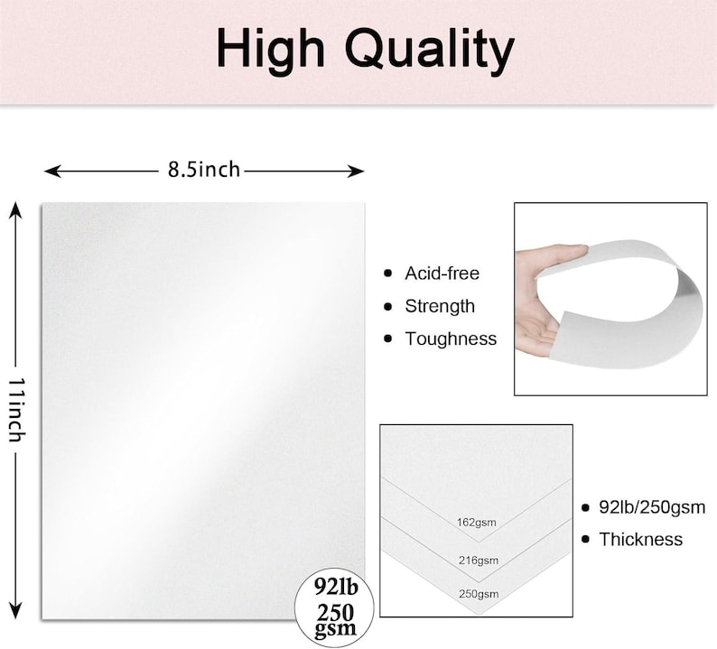 Ice White Pearlescent Cardstock: A4 Metallic Shimmer Paper (250gsm ...