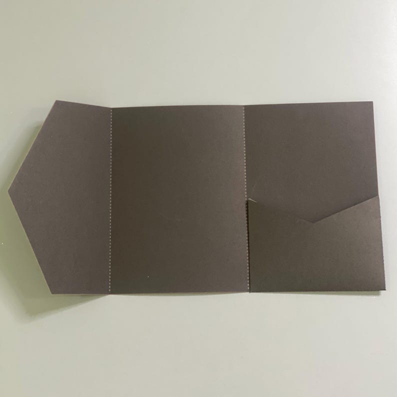 Black Matte Tri-fold Invitation Pocketfold, Horizontal Pocket A7 5x7 ...
