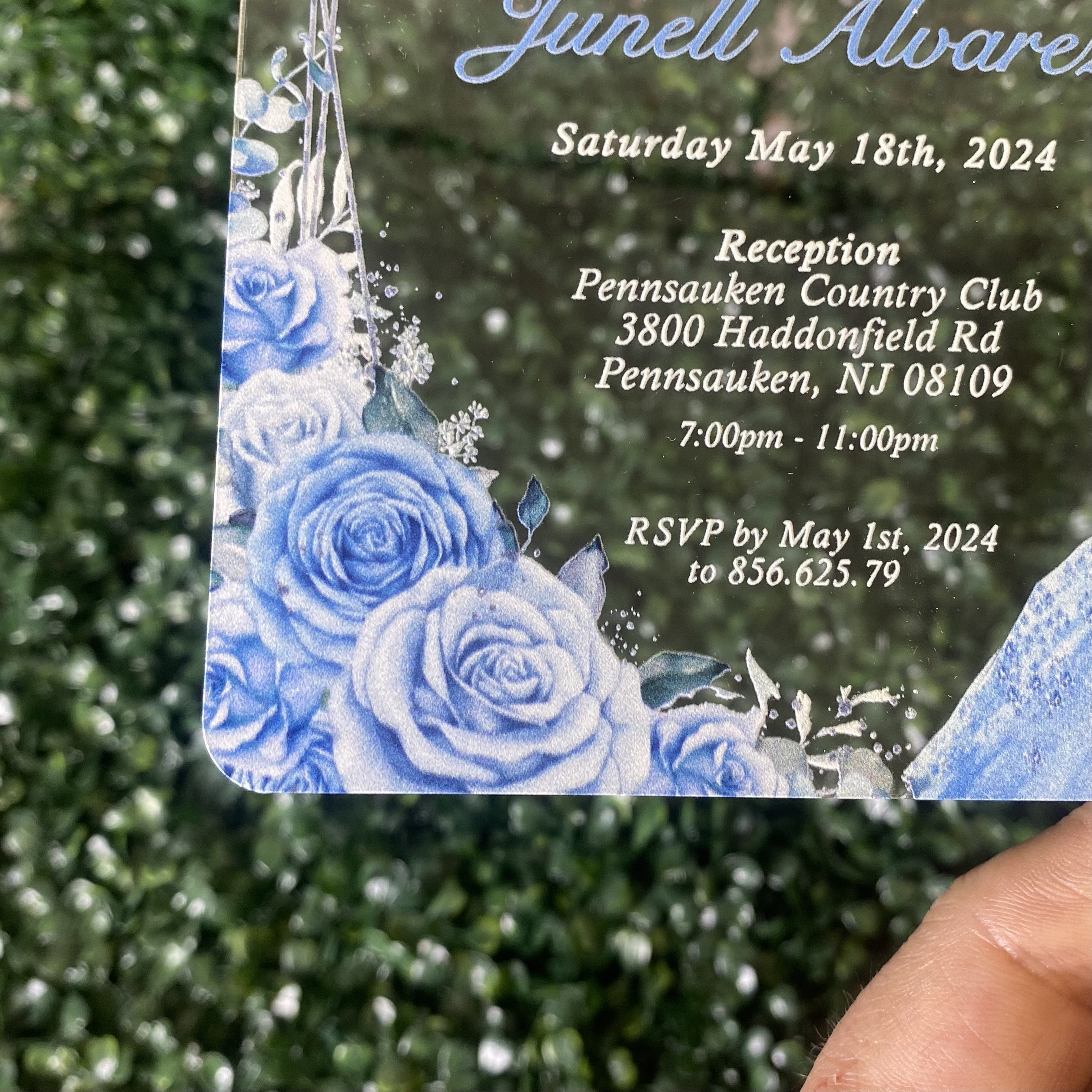 Clear Acrylic Quinceanera Invitation: Light Blue Floral Design - Etsy