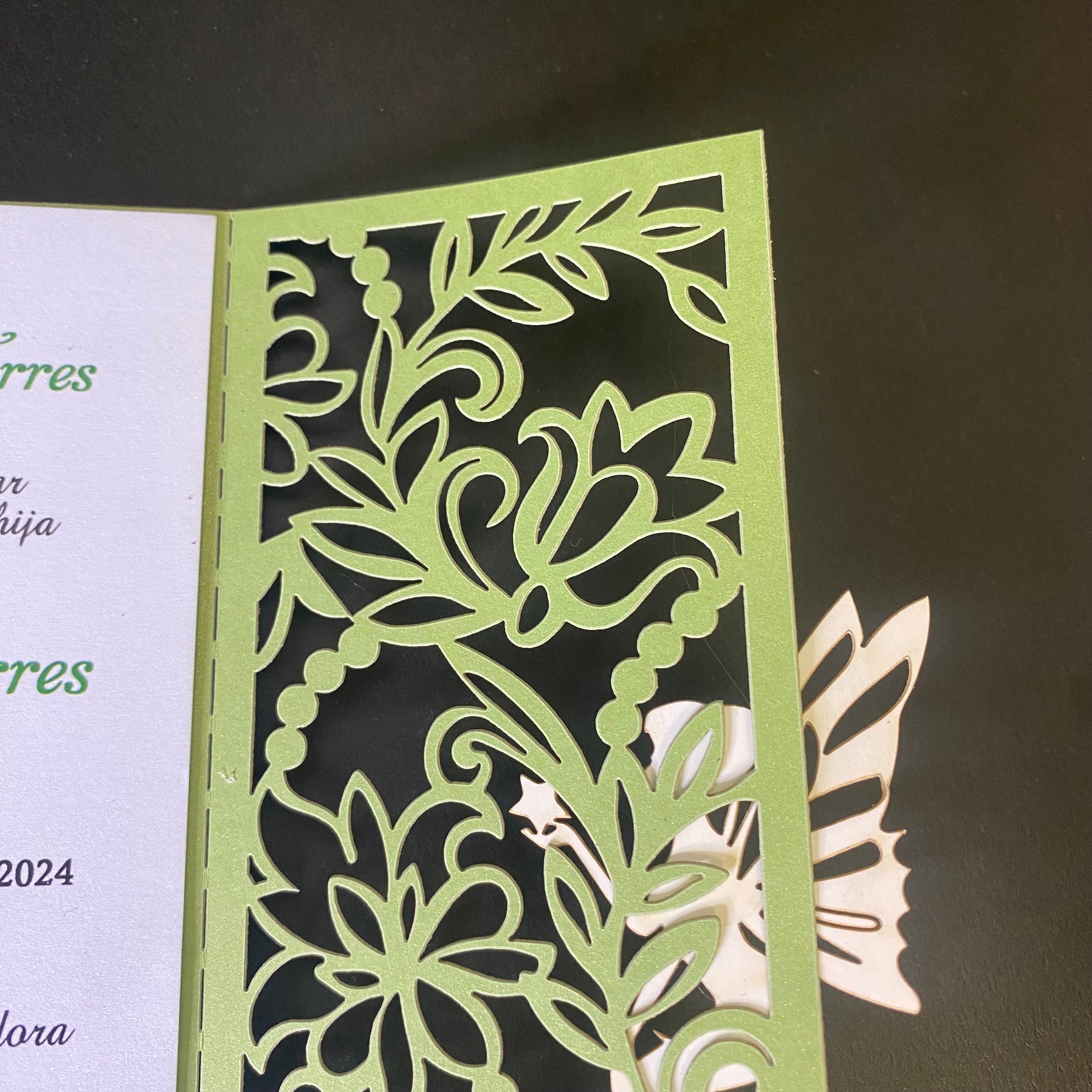 Green Sage Fairy Quinceanera Invitation Saser Laser Cut Invitation ...