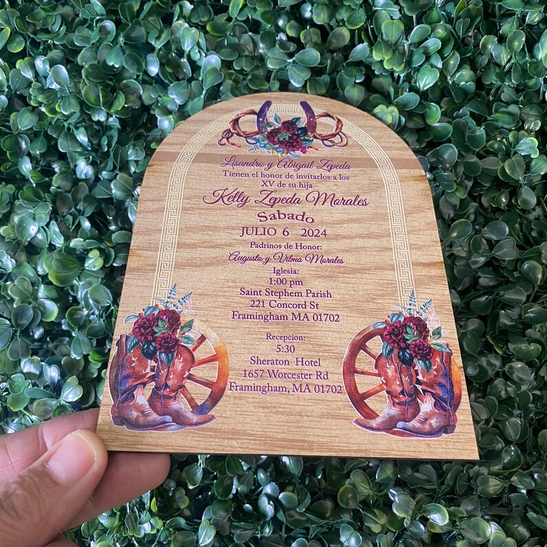 Wood Invitation Quinceanera Invitation Charro Invitation, Charro ...
