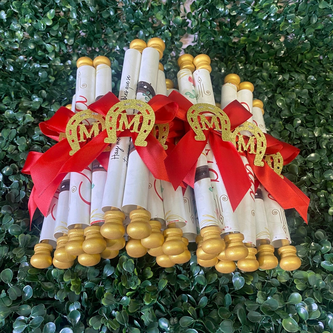 Charro Scroll Quinceanera Invitation: Red & Gold, Wood Rods - Etsy