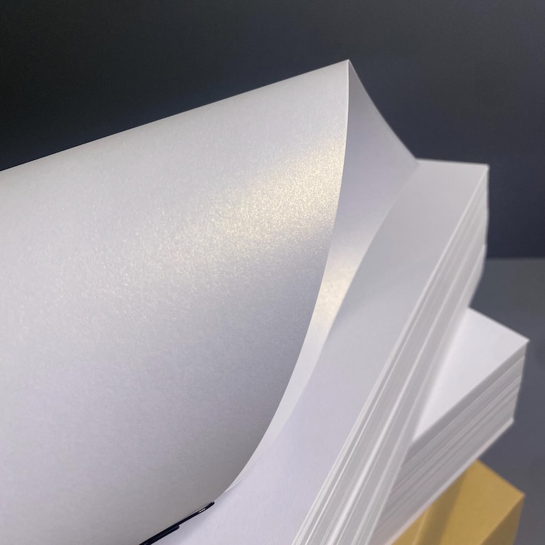 Ice White Pearlescent Cardstock: A4 Metallic Shimmer Paper (250gsm ...