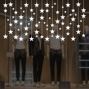 Hanging Stars Christmas Decorations Window Decal, Shop Retail Window ...