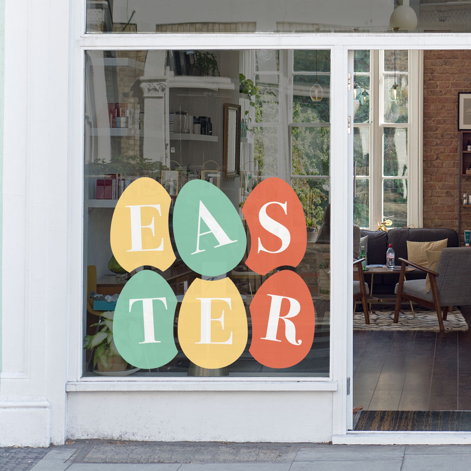 Colourful Easter Eggs Shop Window Decoration - Removable Retail Sign ...
