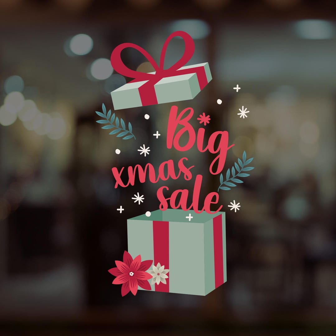 Christmas Sale Window Sign - Christmas Window Decal, Removable Window ...