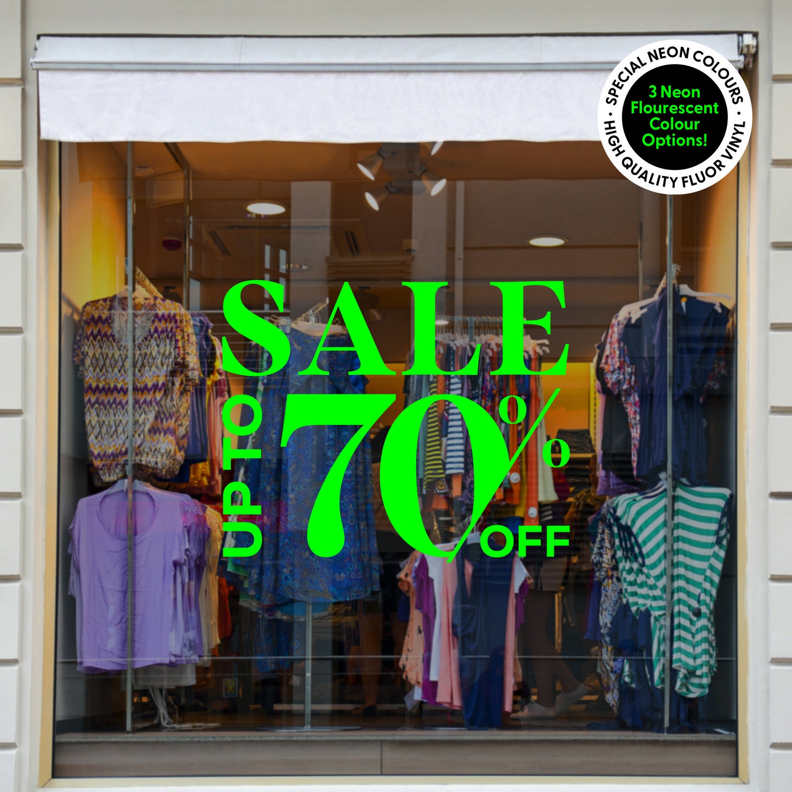 Percentage OFF Sale Window Sticker - Neon Shop Window Sign - Removable ...