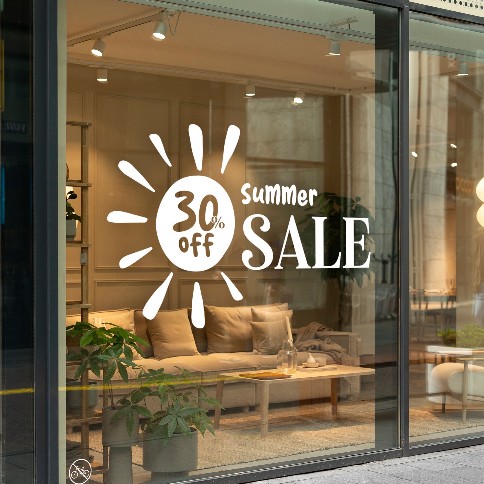 Summer Sale Window Sign Removable Vinyl Decal Promotional Shop Window ...