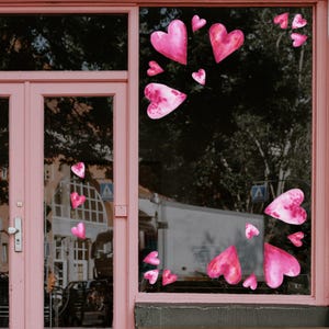 Set of 21 Large Watercolour Hearts - Valentine's Day Shop Window Vinyl ...