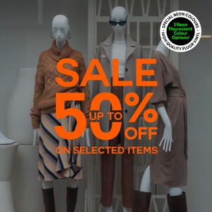 Neon Sale Sign Window Decal - Shop Window Sign - Removable Retail Sign ...