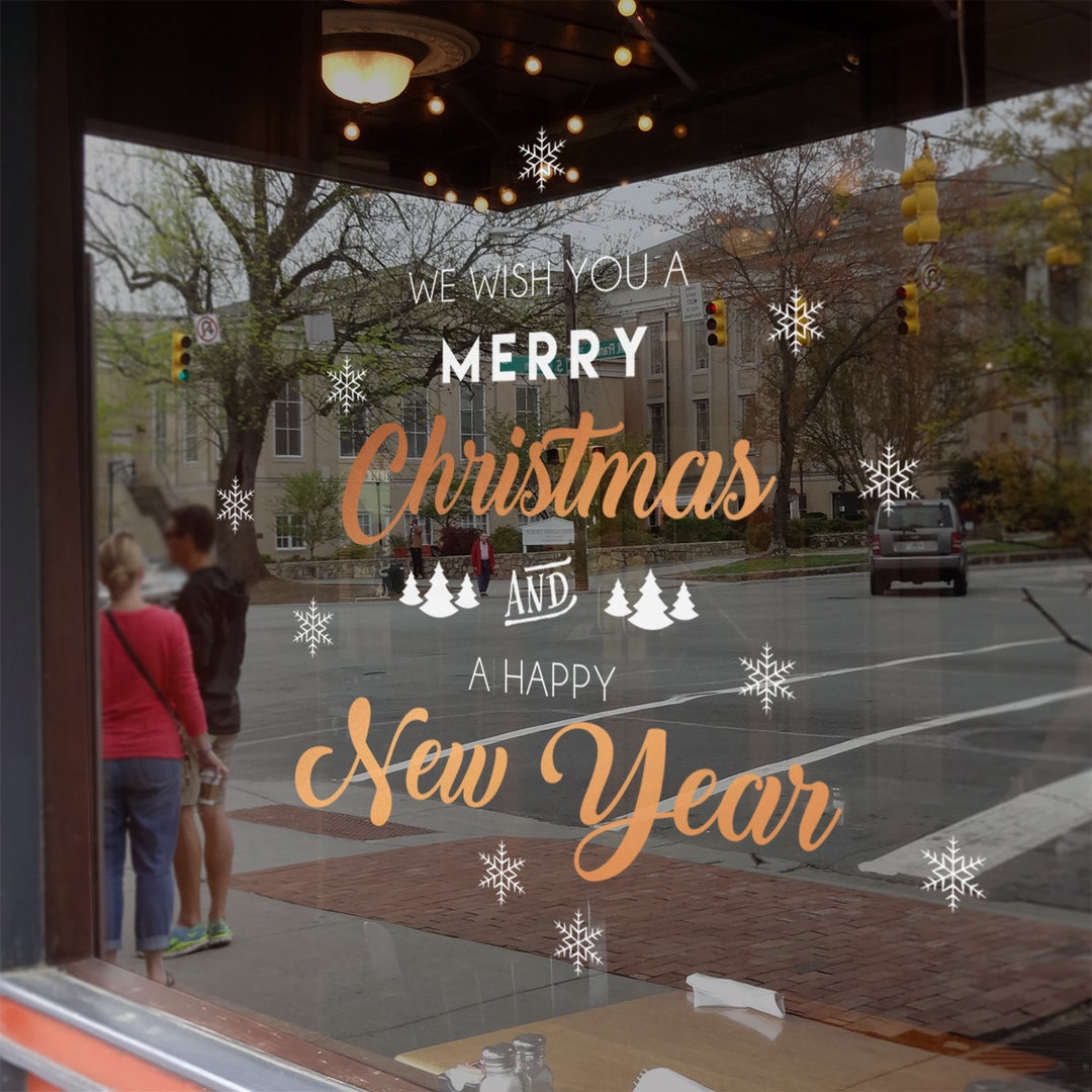 We Wish You a Merry Christmas Window, Vinyl Decal, Shop Retail Window ...