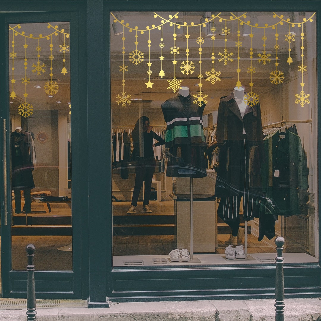 Hanging Snowflakes Christmas Decorations Window Decal, Shop Retail ...