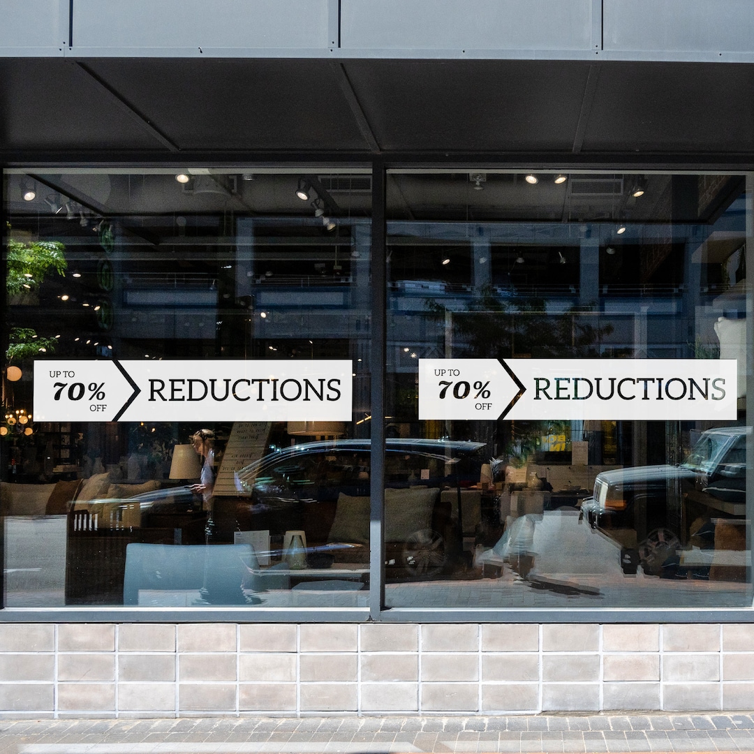 Set of 2 Reductions Window Sale Signs - Removable Vinyl Decal ...