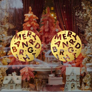Set of 2 Round Christmas Window Stickers, Shop Retail Window Display ...