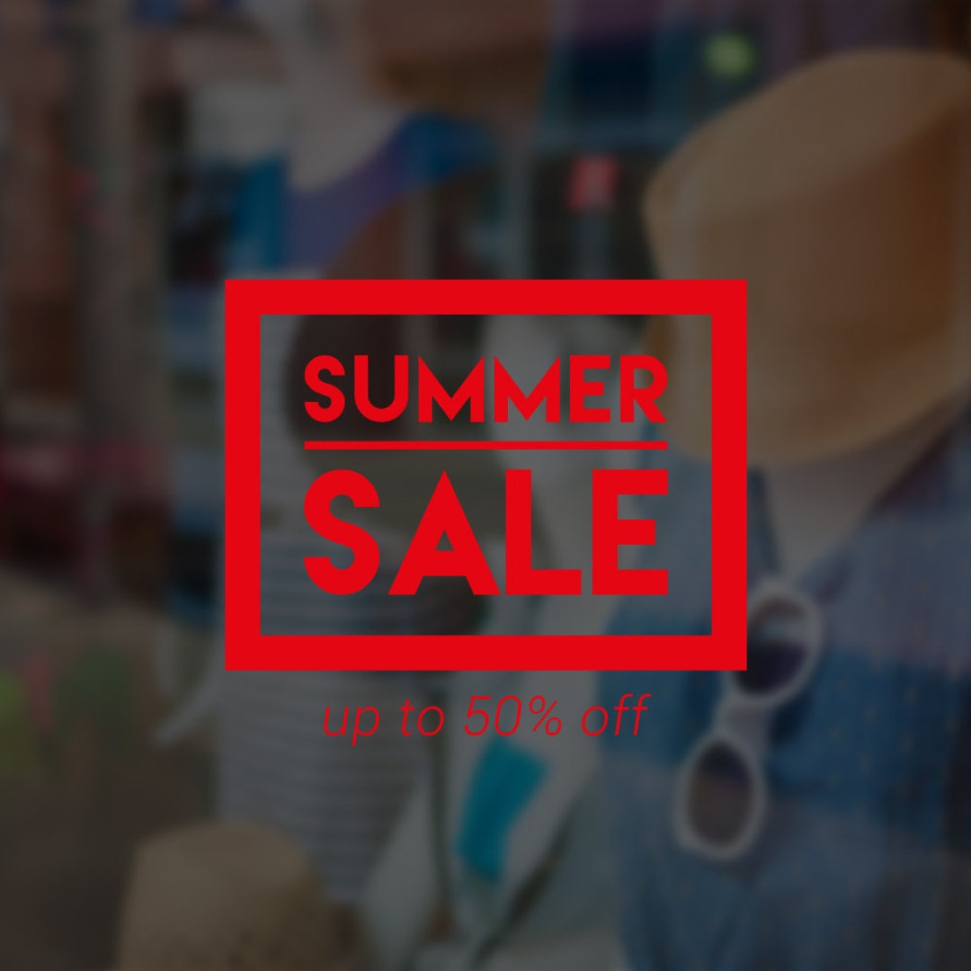 Summer Sale Self Adhesive Window Sign - Removable Vinyl Decal ...