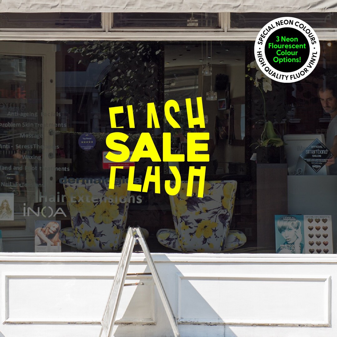 Flash Sale Shop Window Sticker - Fluorescent Shop Window Decal ...