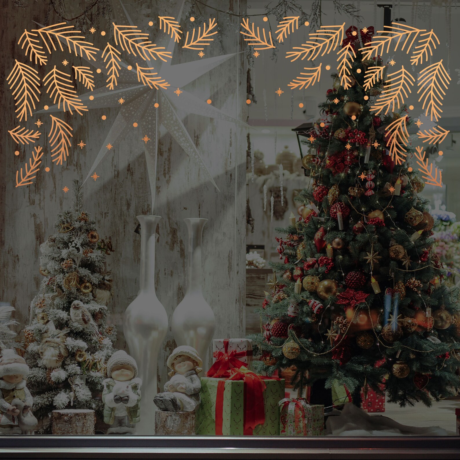 Christmas Corner Decorations Window Decal Shop Retail Window - Etsy