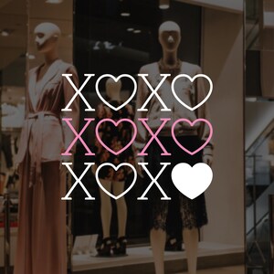 XOXO Valentine's Day Window Decal - Removable Vinyl Sticker - Seasonal ...
