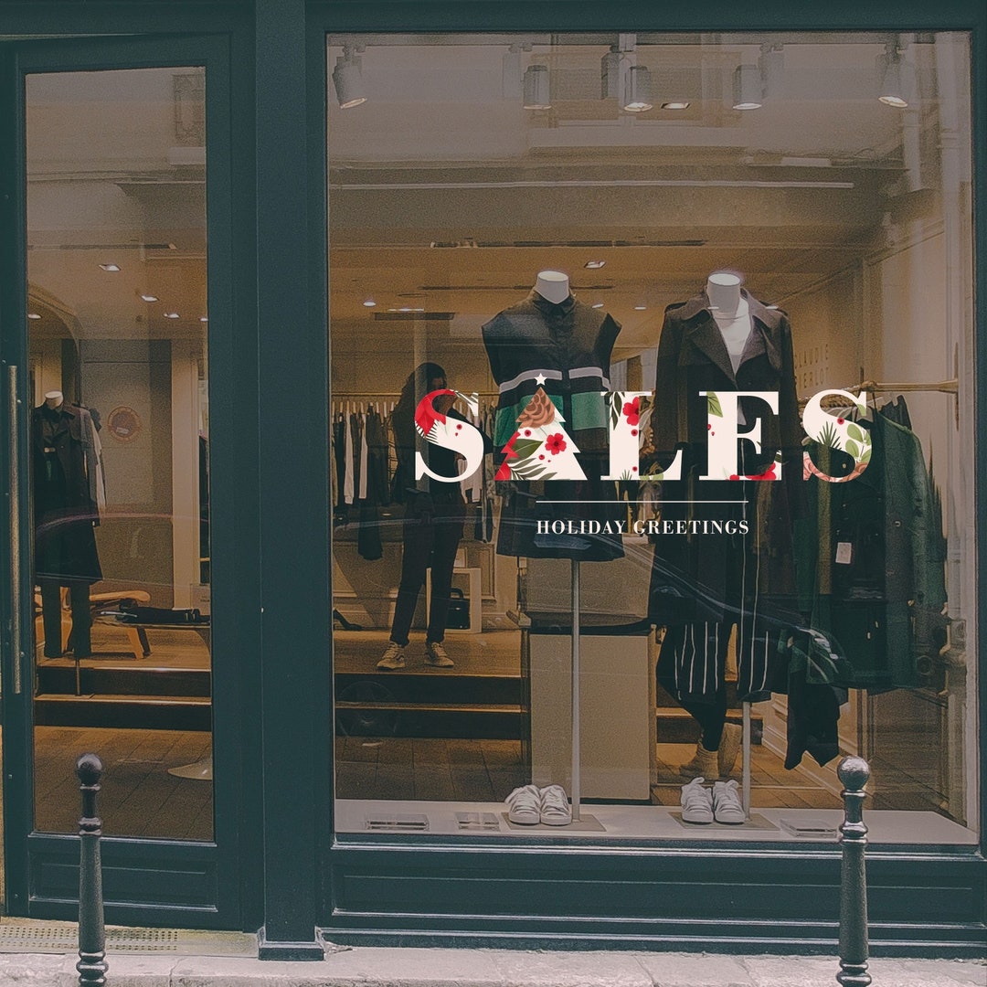 Christmas Sale Shop Window Sticker - Christmas Window Sign - Christmas ...