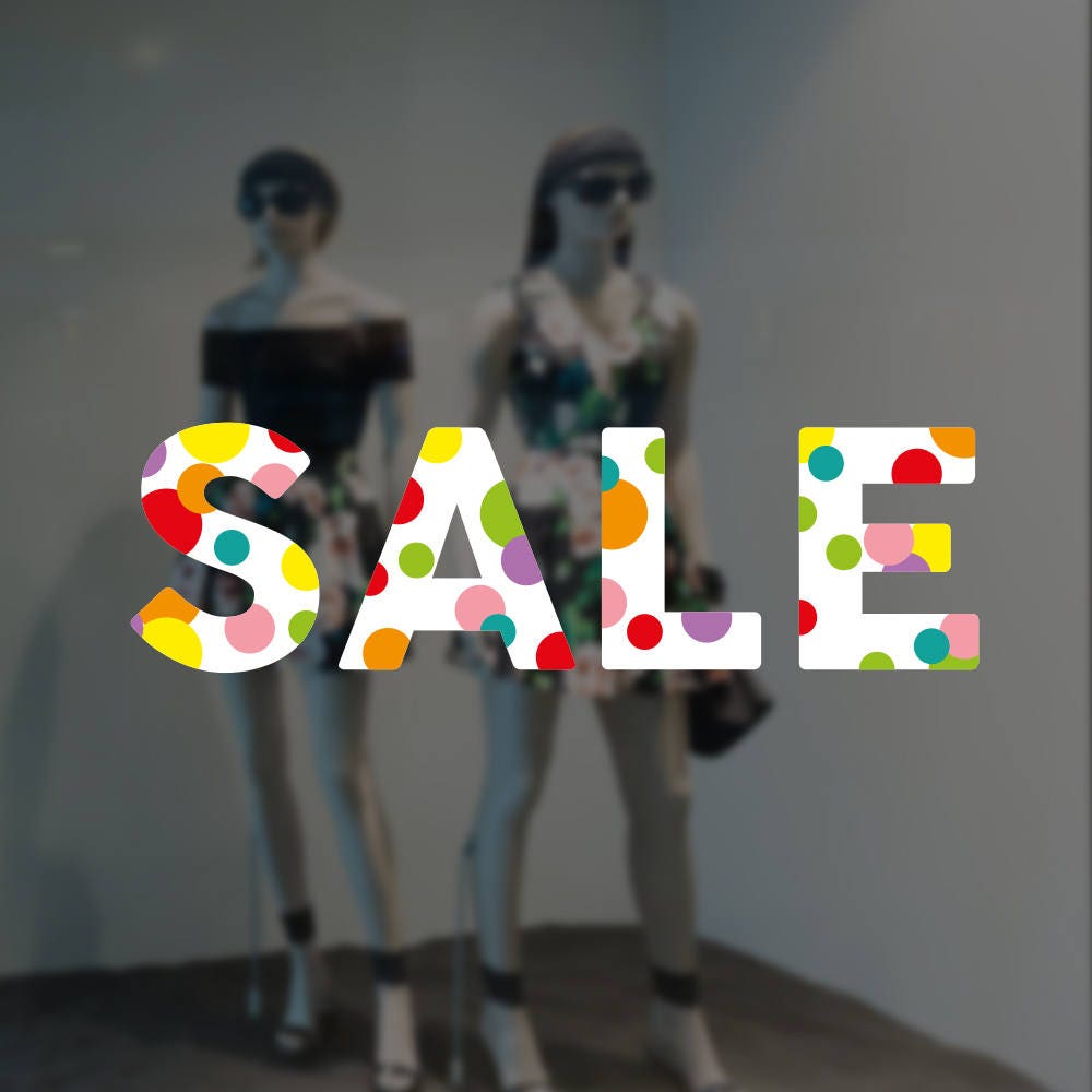 Colourful Sale Shop Window Sign Removable Vinyl Decal - Etsy