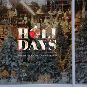 Holidays Shop Window Sticker - Christmas Window Sign - Christmas Window ...