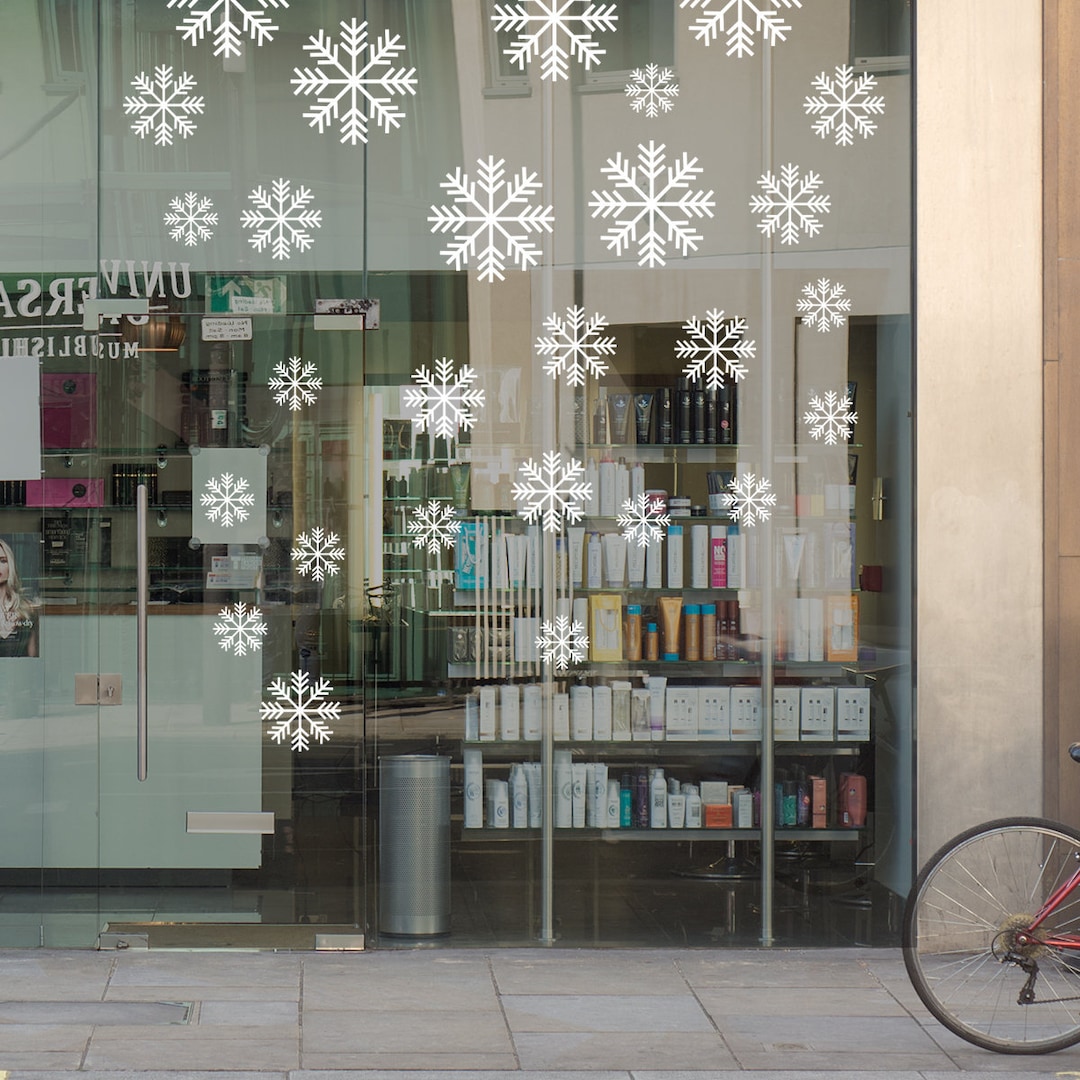 Large Snowflakes Set Shop Window Decal, Shop Retail Window Display ...