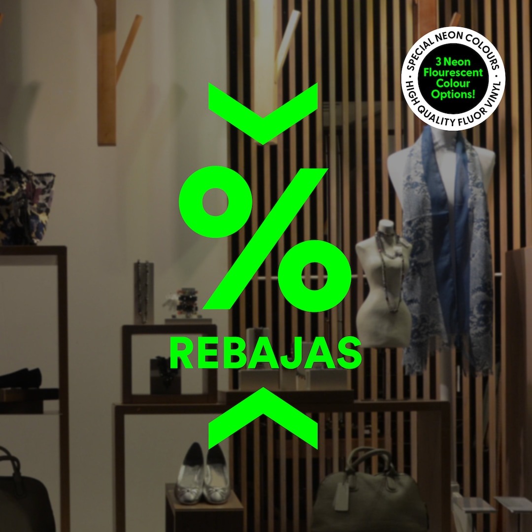 Rebajas Spanish Sale Shop Window Decal - Fluorescent Shop Window Decal ...