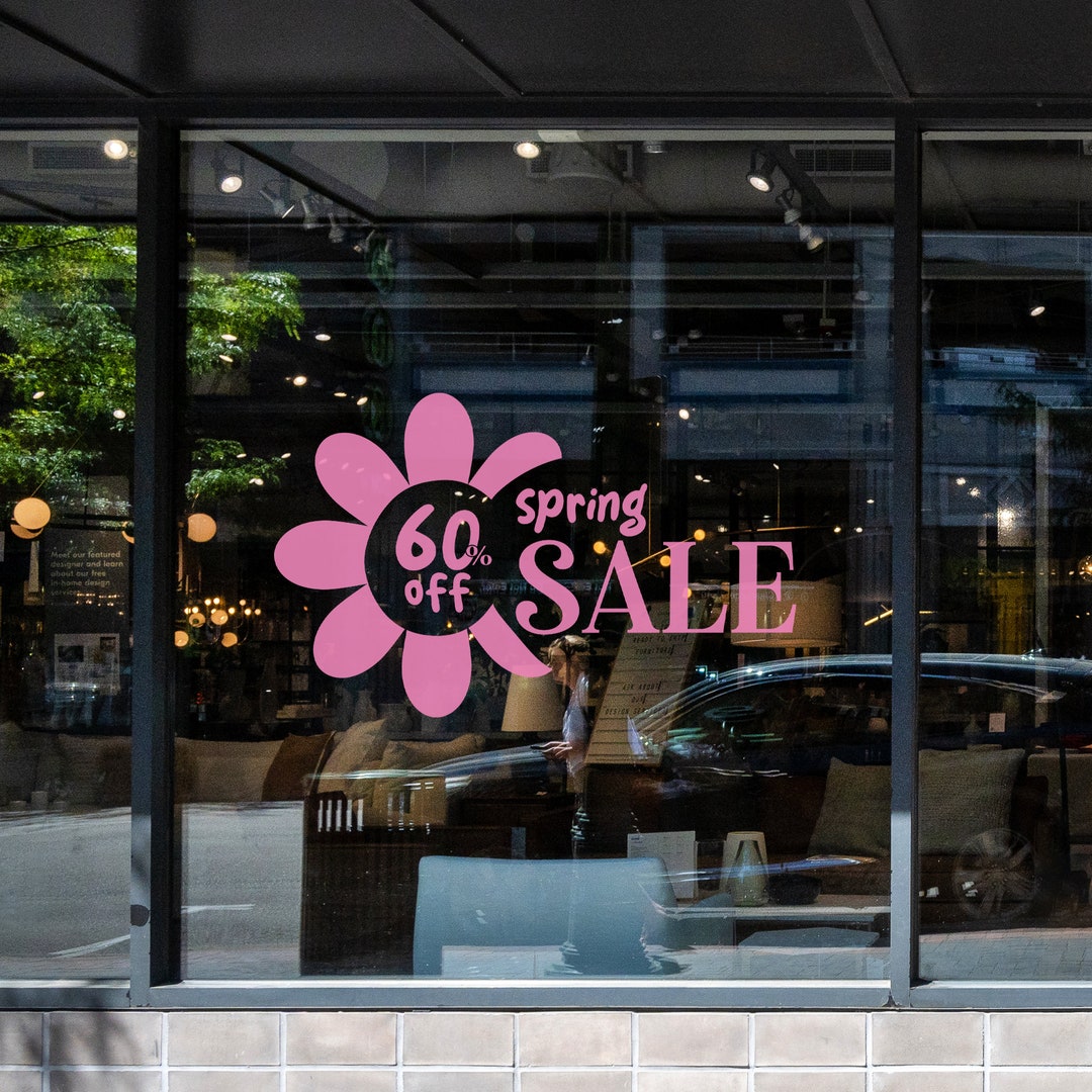 Floral Spring Sale Window Sign - Removable Vinyl Decal - Promotional ...
