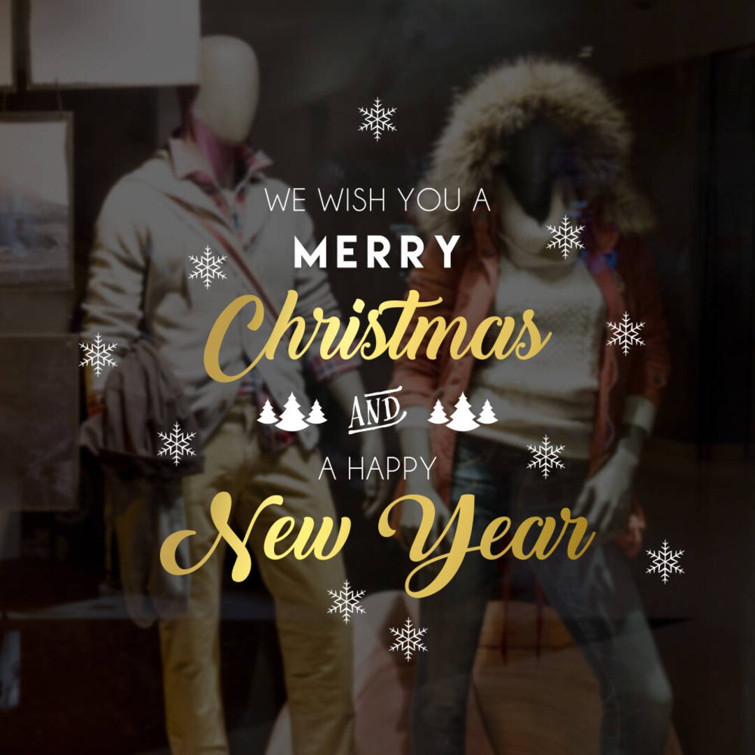 We Wish You a Merry Christmas Shop Decal - Removable Retail Display ...