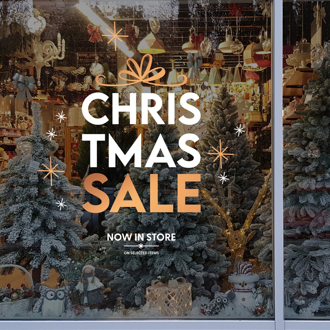 Christmas Sale Shop Window Sign - Removable Retail Display Vinyl ...