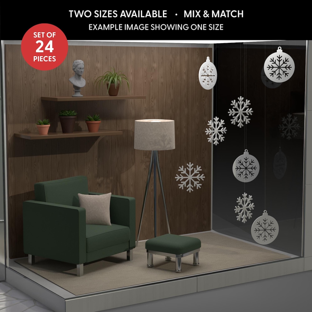 3D Snowflakes - Set of 24 Pieces, Shop Window Decoration, Holiday ...