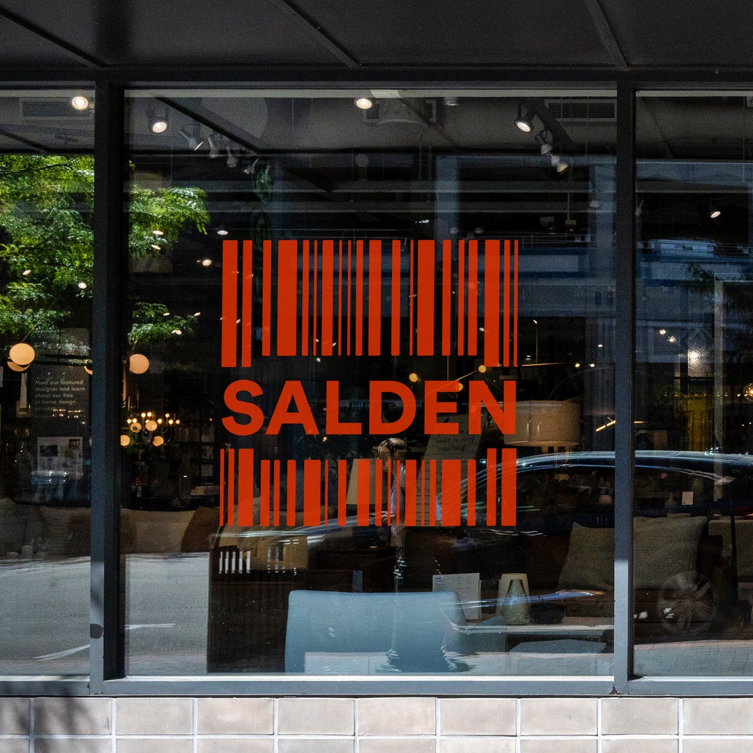 Salden - Barcode German Window Sale Decal - Sale Window Sign ...