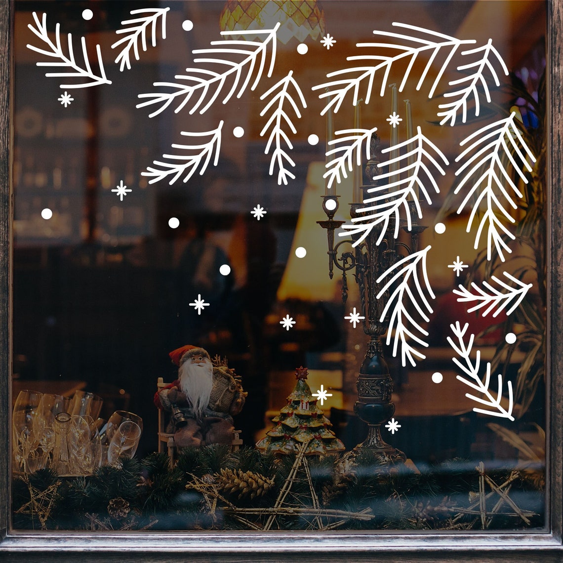 Christmas Corner Decorations Window Decal Shop Retail Window - Etsy