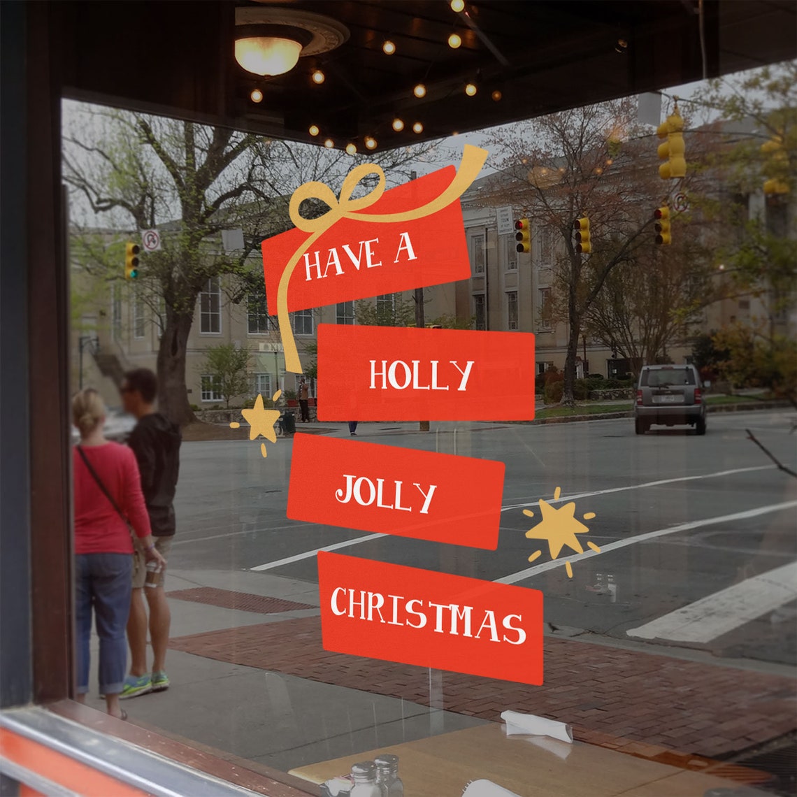 Holly Jolly Christmas Window Decal Removable Window Vinyl - Etsy