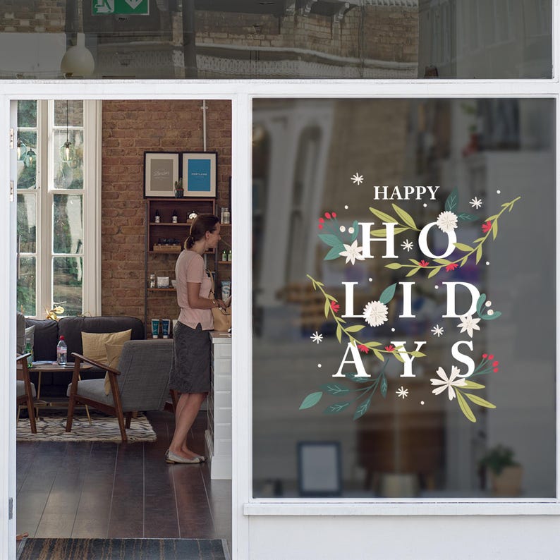 Holidays Window Sign - Christmas Window Decal, Removable Window Vinyl ...