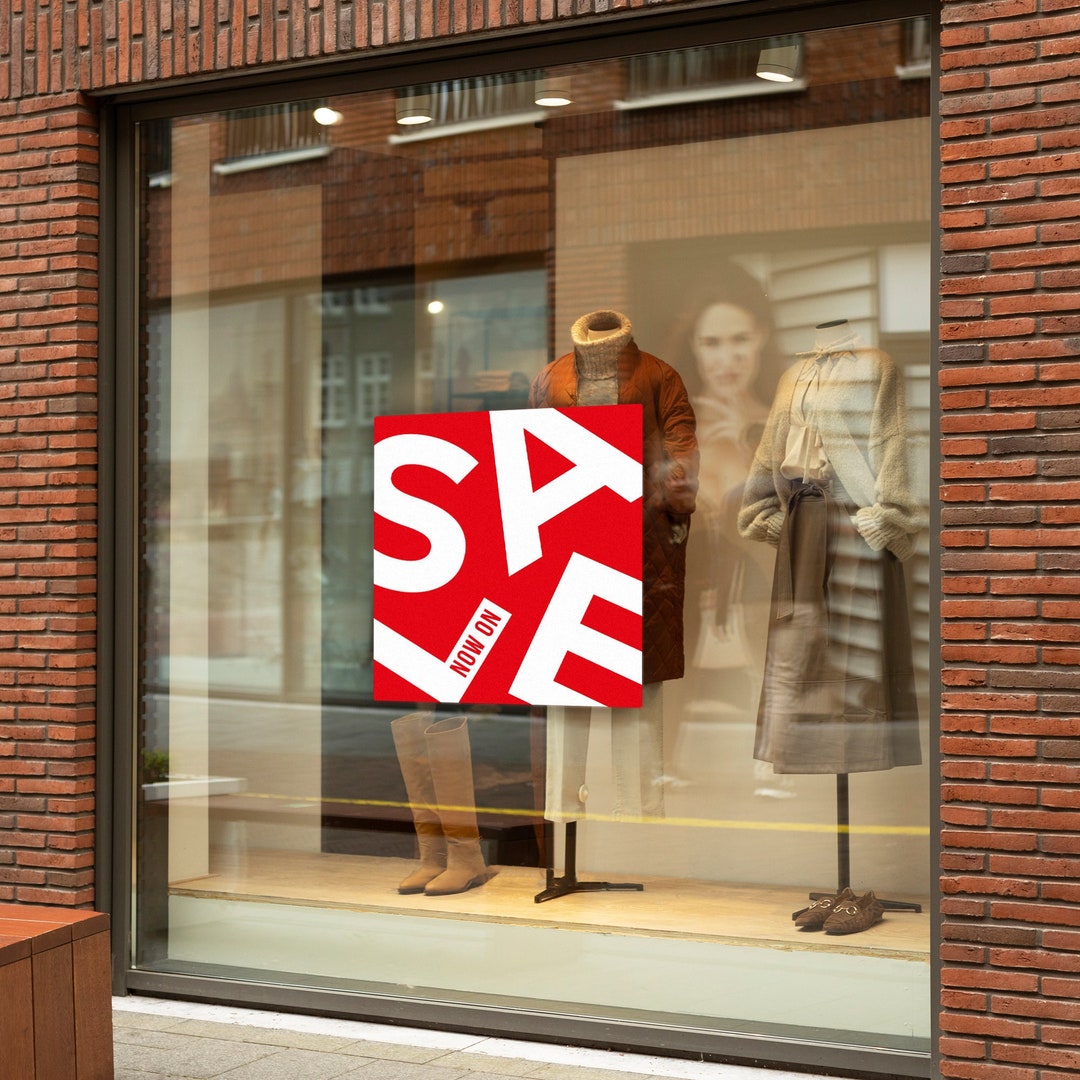 Sale Now on Square Shop Window Sign - Removable Vinyl Decal - Sale Shop ...