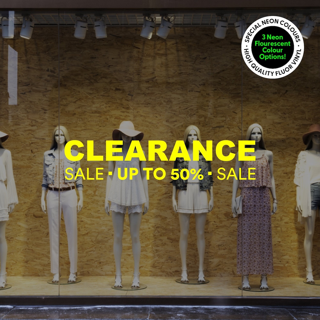 Clearance Sale Sign Window Decal - Shop Sign - Removable Retail Sign ...