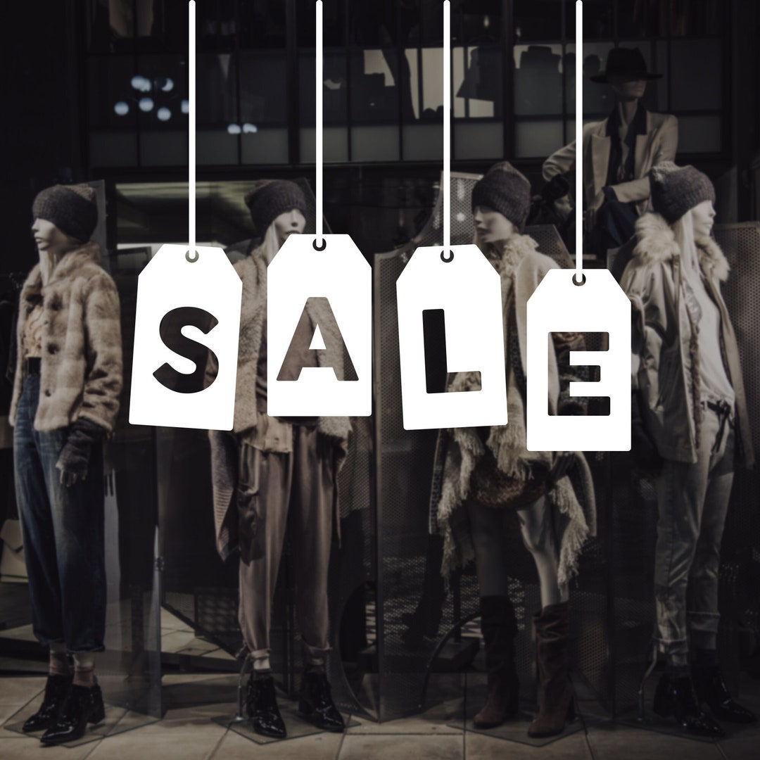 Tags Sale Window Vinyl Sign - Removable Vinyl Decal - Promotional Shop ...