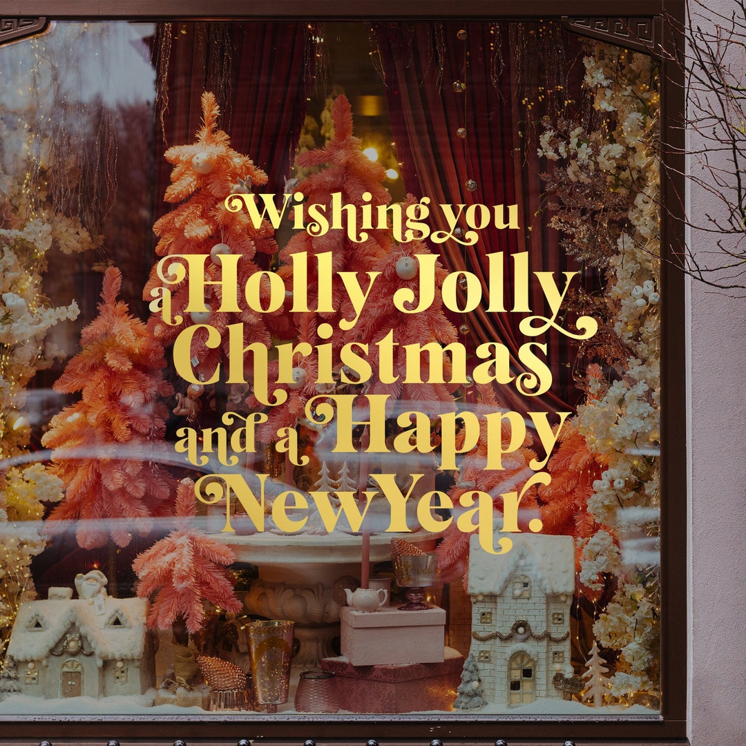 Christmas Window, Wall Vinyl Decal, Shop Retail Window Display, Merry ...
