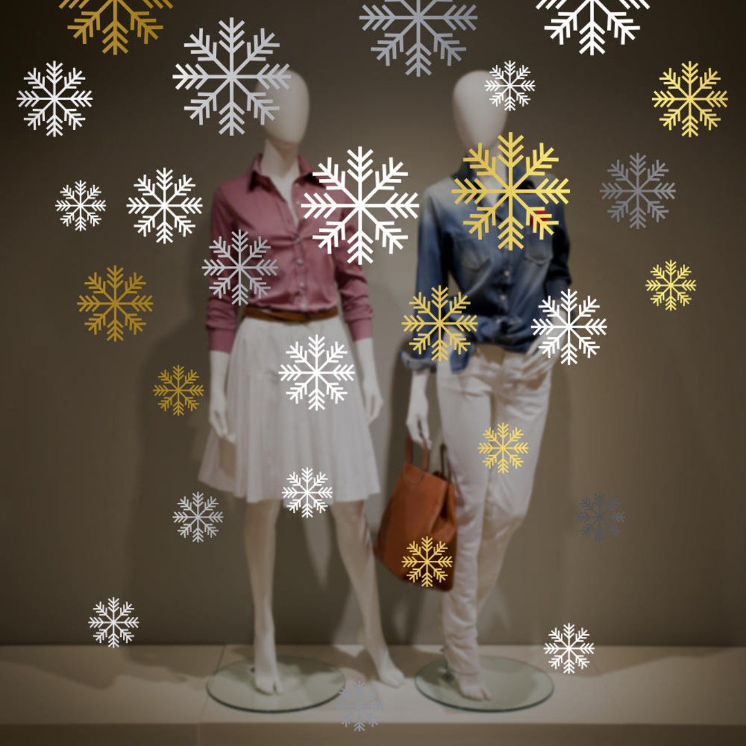Large Snowflakes Set Shop Window Decal - Removable Retail Display Vinyl ...