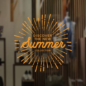 Summer Collection Sun Window Sign - Removable Vinyl Decal - Seasonal ...