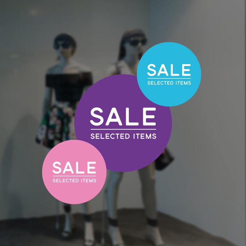 Sale Circle Retail Display Sign Removable Vinyl Decal | Etsy