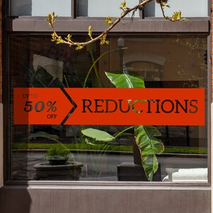 Set of 2 Reductions Window Sale Signs - Removable Vinyl Decal ...