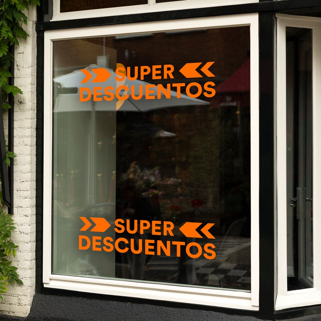 Super Descuentos - Set of 2 Spanish Window Sale Signs - Removable Vinyl ...