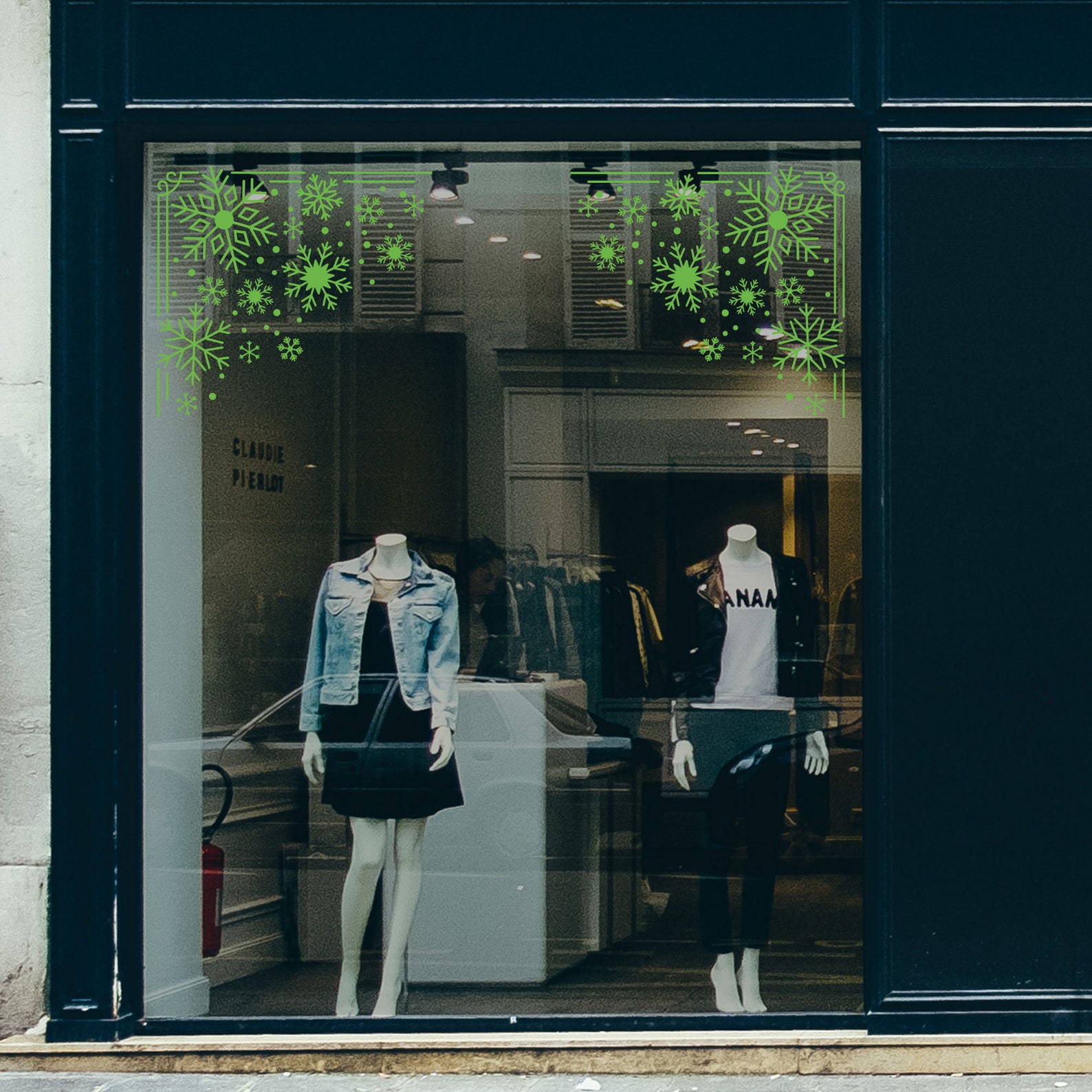 Christmas Corner Decorations Window Decal, Shop Retail Window Display ...