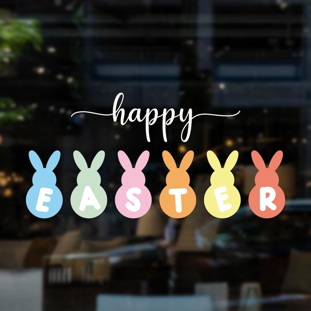 Happy Easter Shop Window Decoration - Removable Retail Sign - Self ...