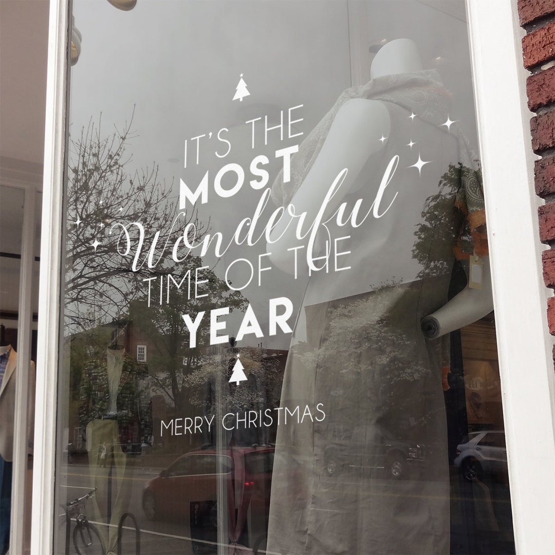 Christmas Window, Wall Vinyl Decal, Shop Retail Window Display, Merry ...