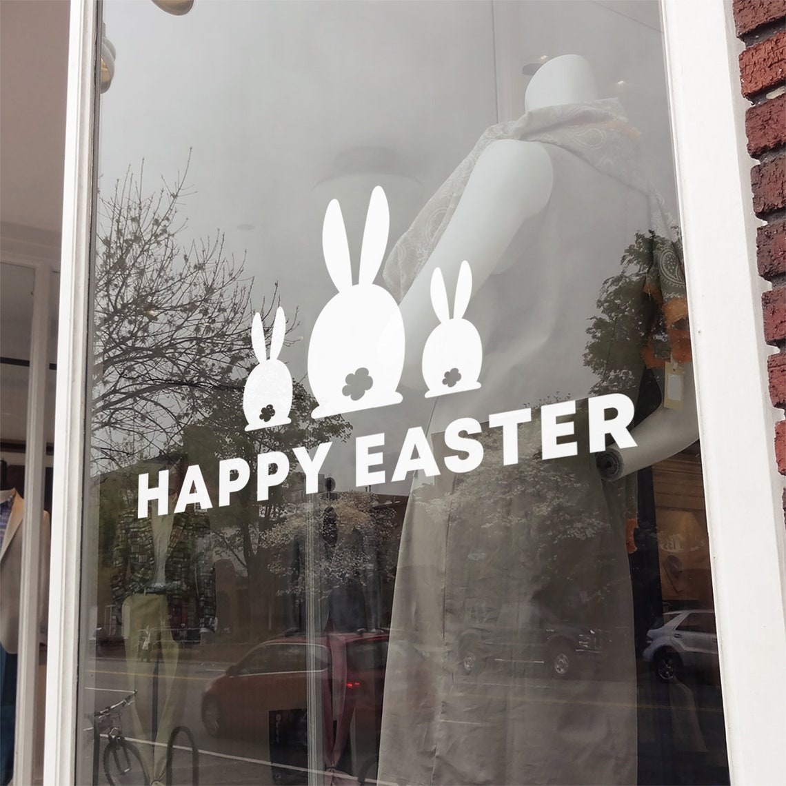 Happy Easter Day Window Decal - Removable Retail Display Vinyl - Easter ...