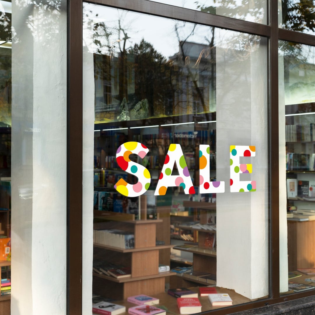 Colourful Sale Shop Window Sign - Removable Vinyl Decal - Seasonal Sale ...