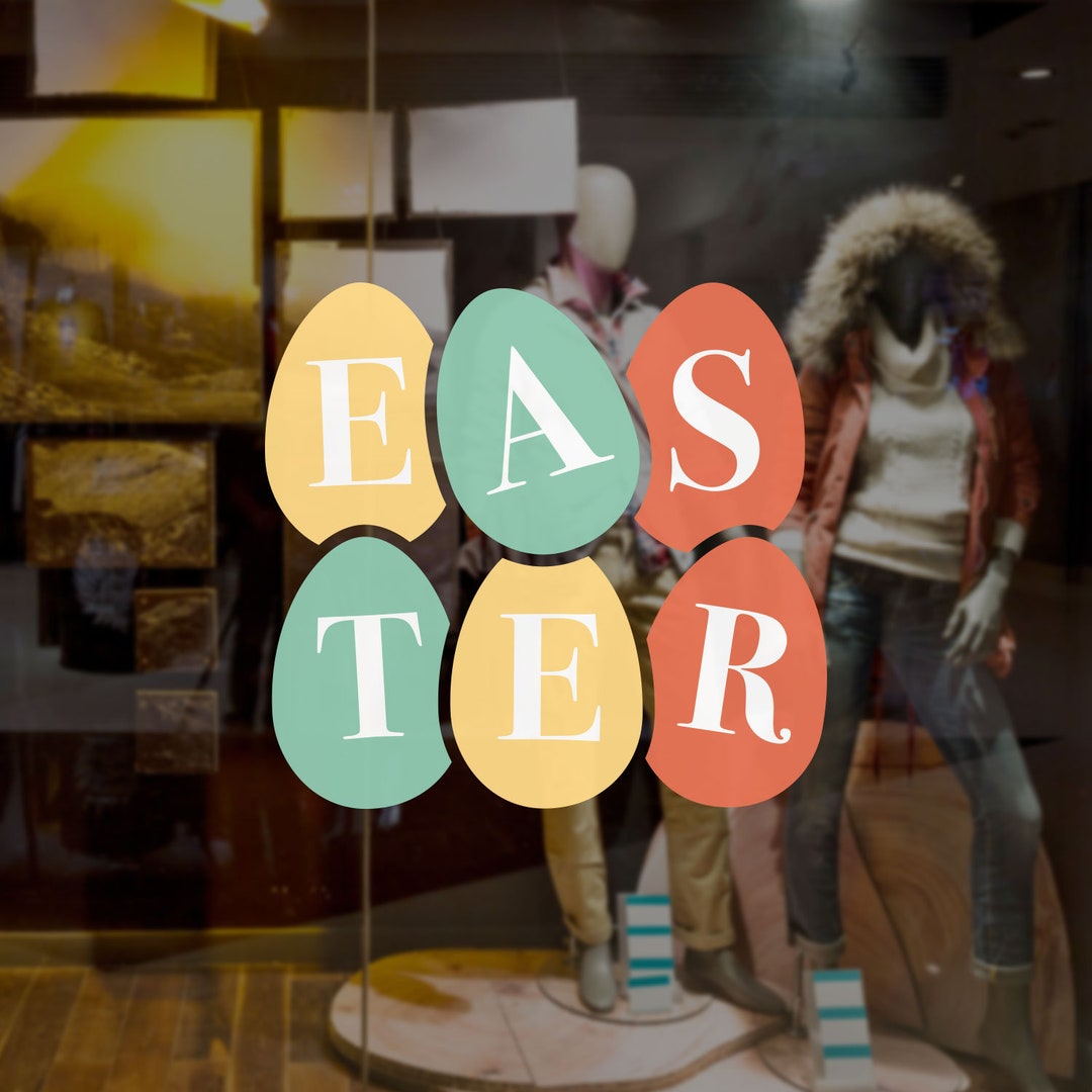 Colourful Easter Eggs Shop Window Decoration - Removable Retail Sign ...